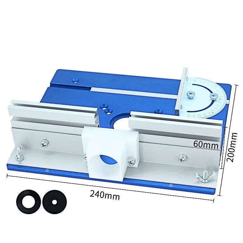 Пластина для фрезера с упором для кромочного фрезера, алюминиевый сплав, 200x240мм