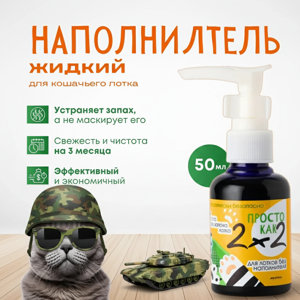 Жидкий наполнитель для кошачьего туалета "Просто как 2х2"
