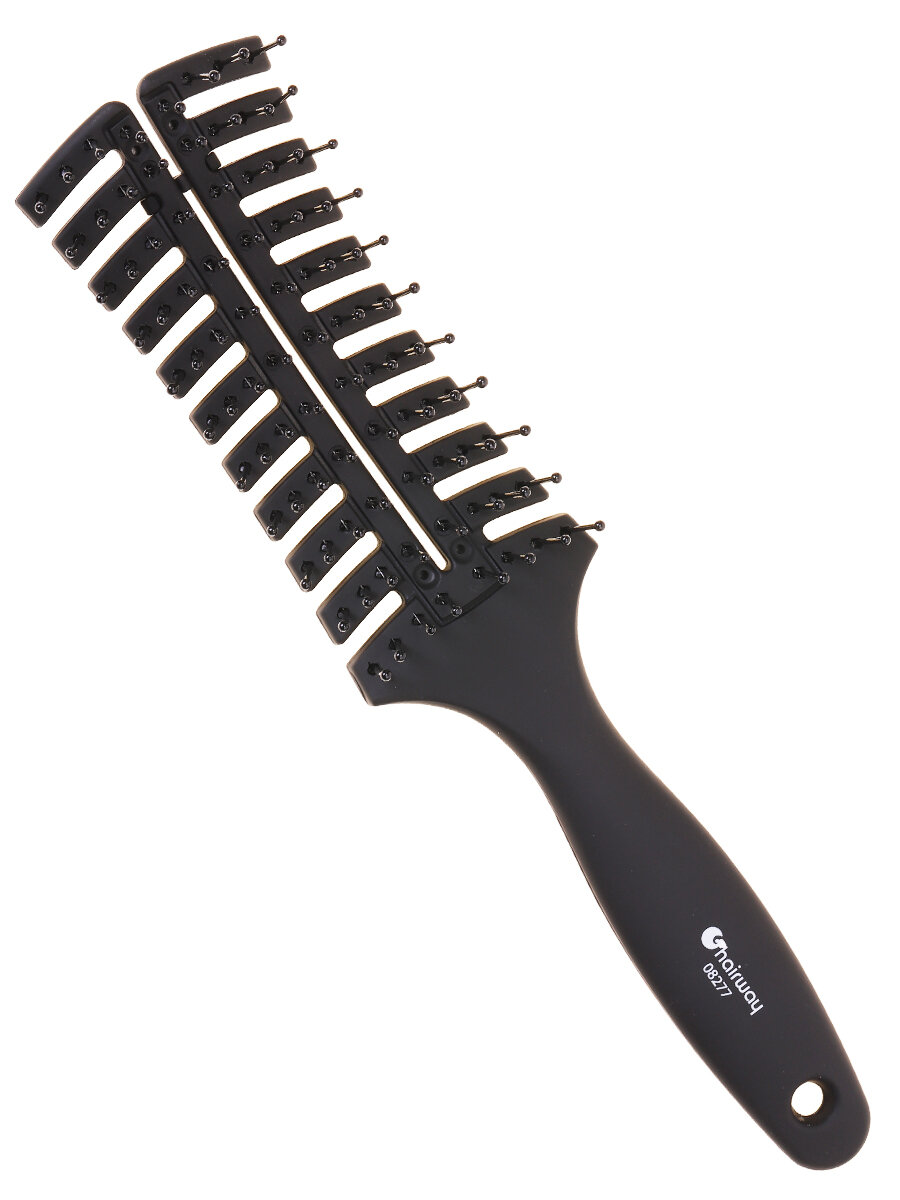 Щетка Hairway, изогнутая, 11-рядная, туннельная, нейлоновые зубцы, антистрессовая