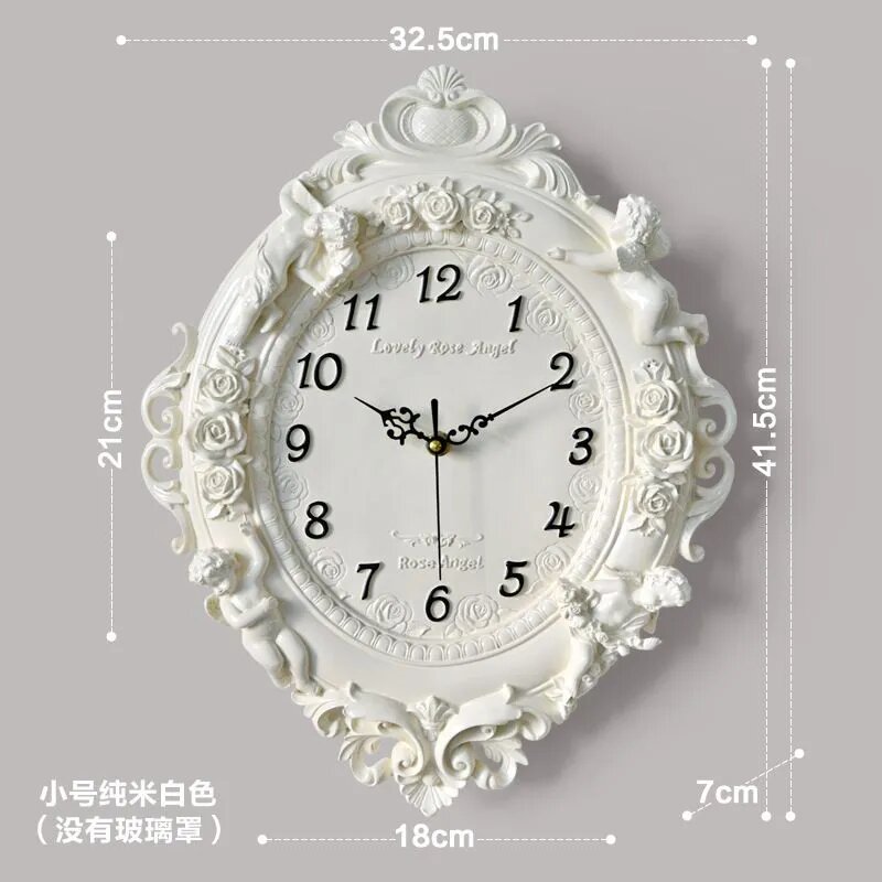 Настенные часы Lovely Rose Angel 39 см х 45 см гипс белый