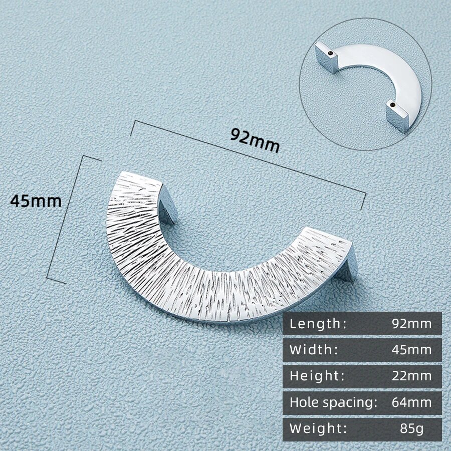 Ручка полукруглая серебряная 92mm, CW-92mm-2-Chrome