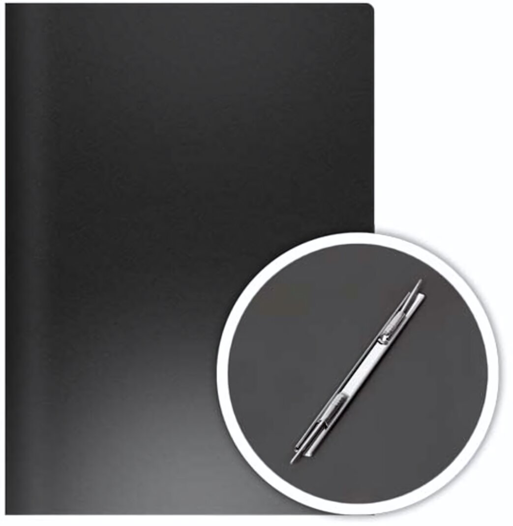 Папка с пружинным скоросшивателем А4, черная, пластик 0,35мм, для 160 листов