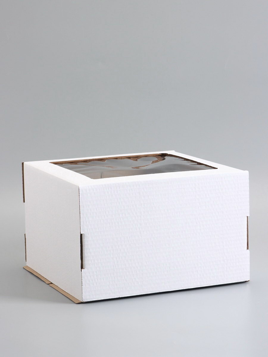 Коробка для торта, кондитерская, белая, с окном 30x30x19 см, Набор10 шт.