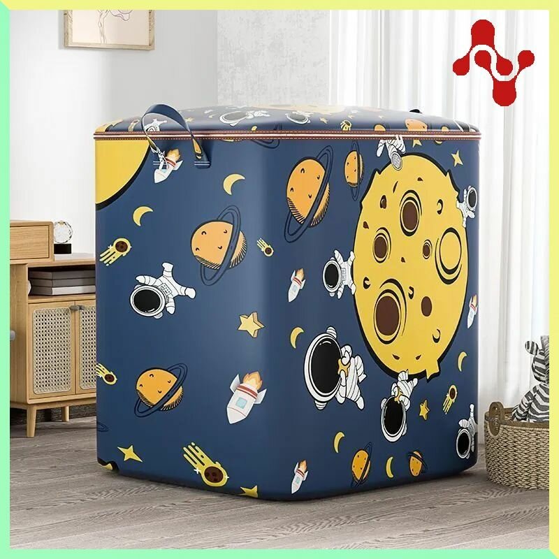 Корзина для игрушек 50x50x70 см, текстильная с молнией и ручками, 175 л — для детской, ванной и хранения белья
