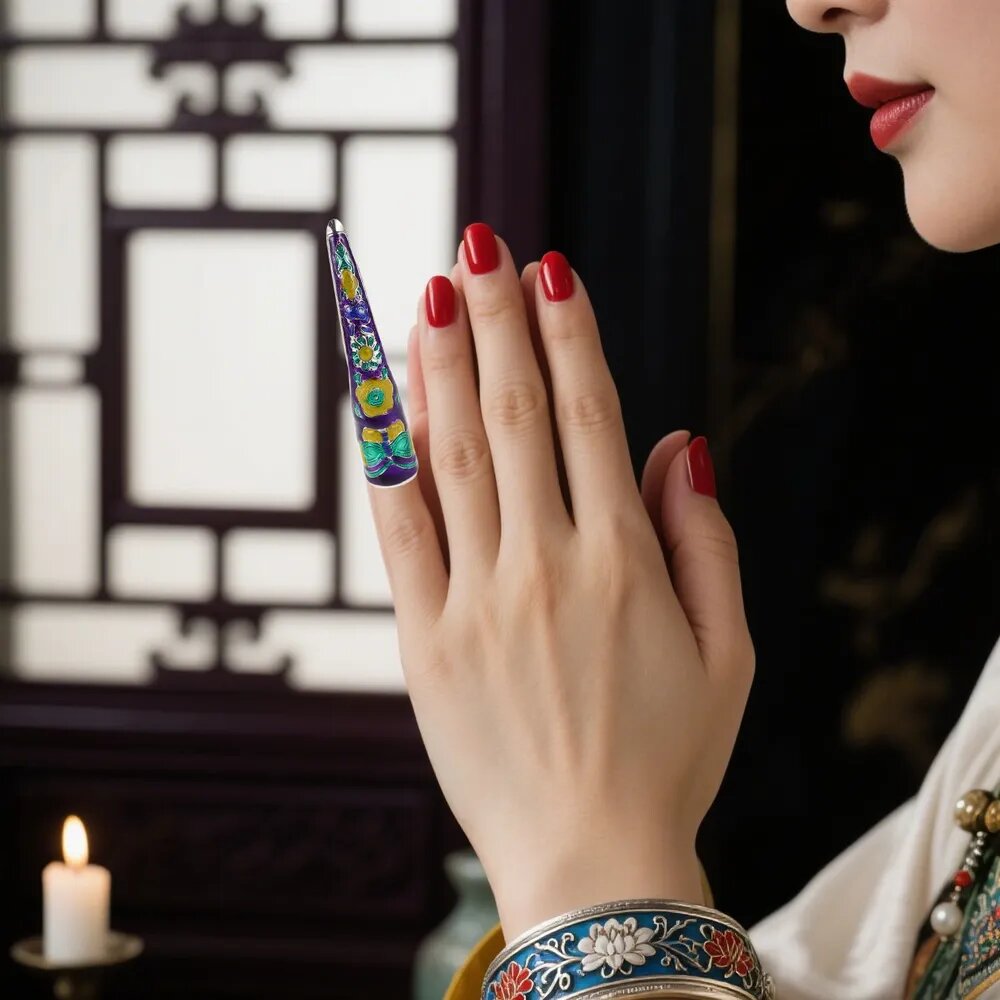 Металлические пальцевые когти в стиле древней императорской дворцовой моды, синие, для косплея и танцев, 2 шт