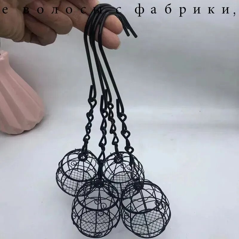 Навесная кормушка для птиц в форме шара, металлическая черного цвета, для сада и улицы