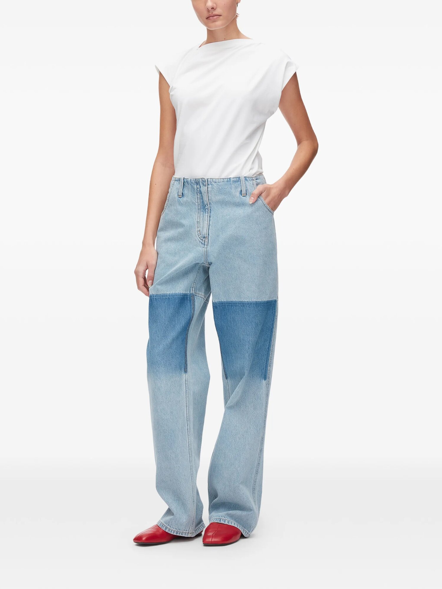 Брюки 3.1 Phillip Lim Colourblock trousers, размер 4, blue — фото 1