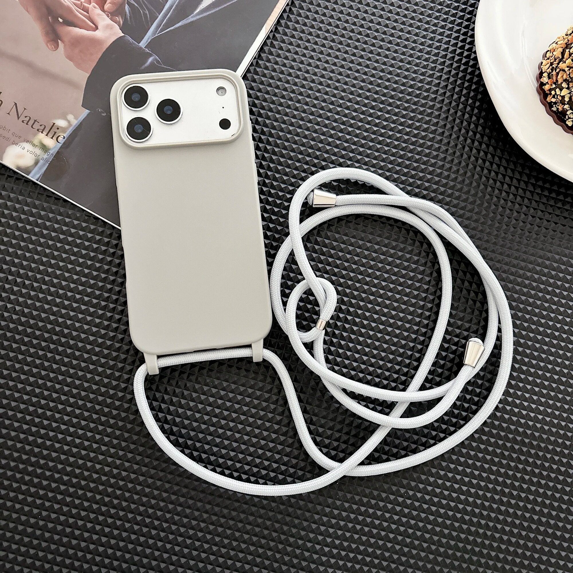 Чехол-брелок через плечо для iPhone 17 16 15 14 Plus 13 12 11 Pro XS Max iPhone17 Pro, Light Gray