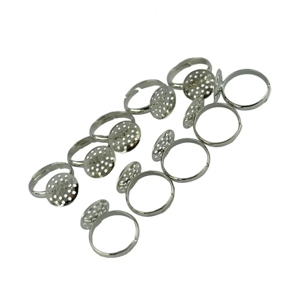 10 штук регулируемых латунных колец с плоской площадкой для самостоятельного изготовления, основа для кабошона диаметром 14 мм