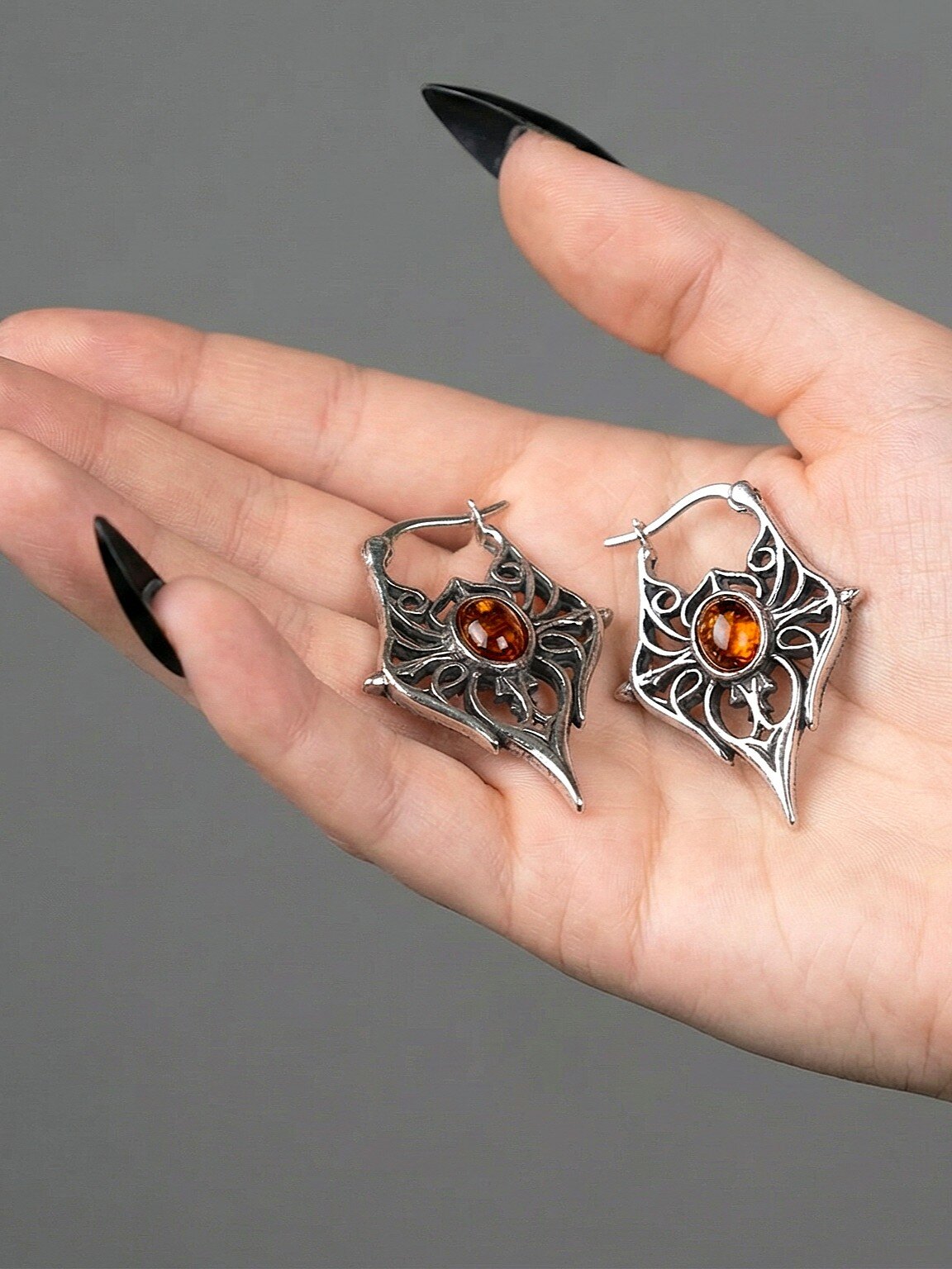 Серьги конго, славянский оберег, искусственный камень