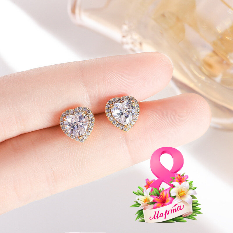 Серьги пусеты, циркон, кристалл