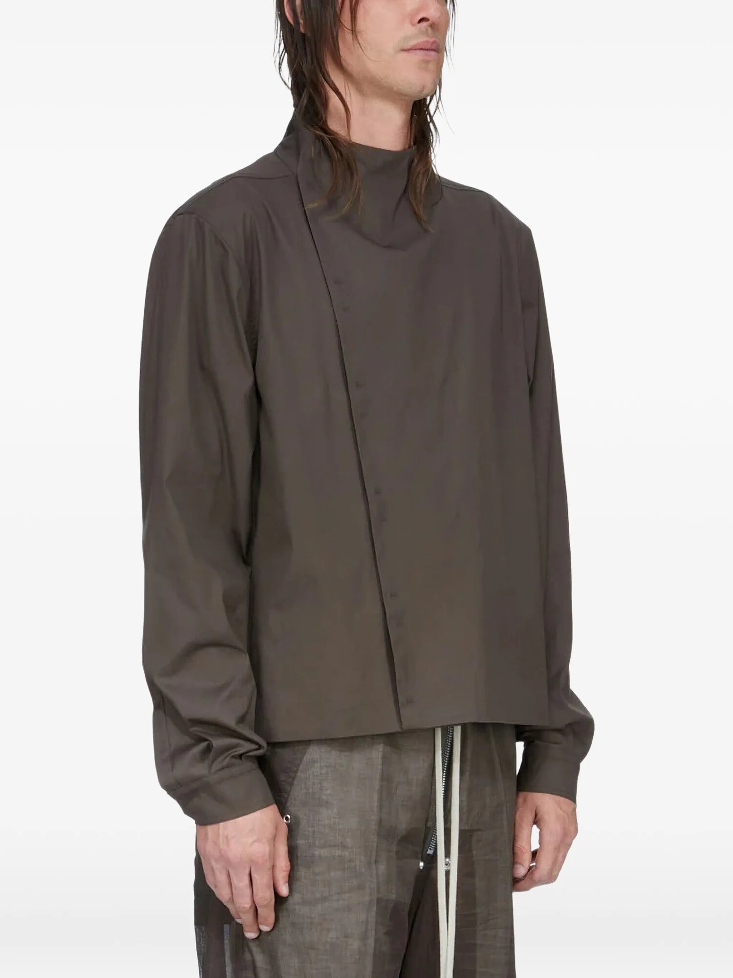 Куртка Rick Owens Buttoned funnel-neck jacket, размер 50, brown — фото 1
