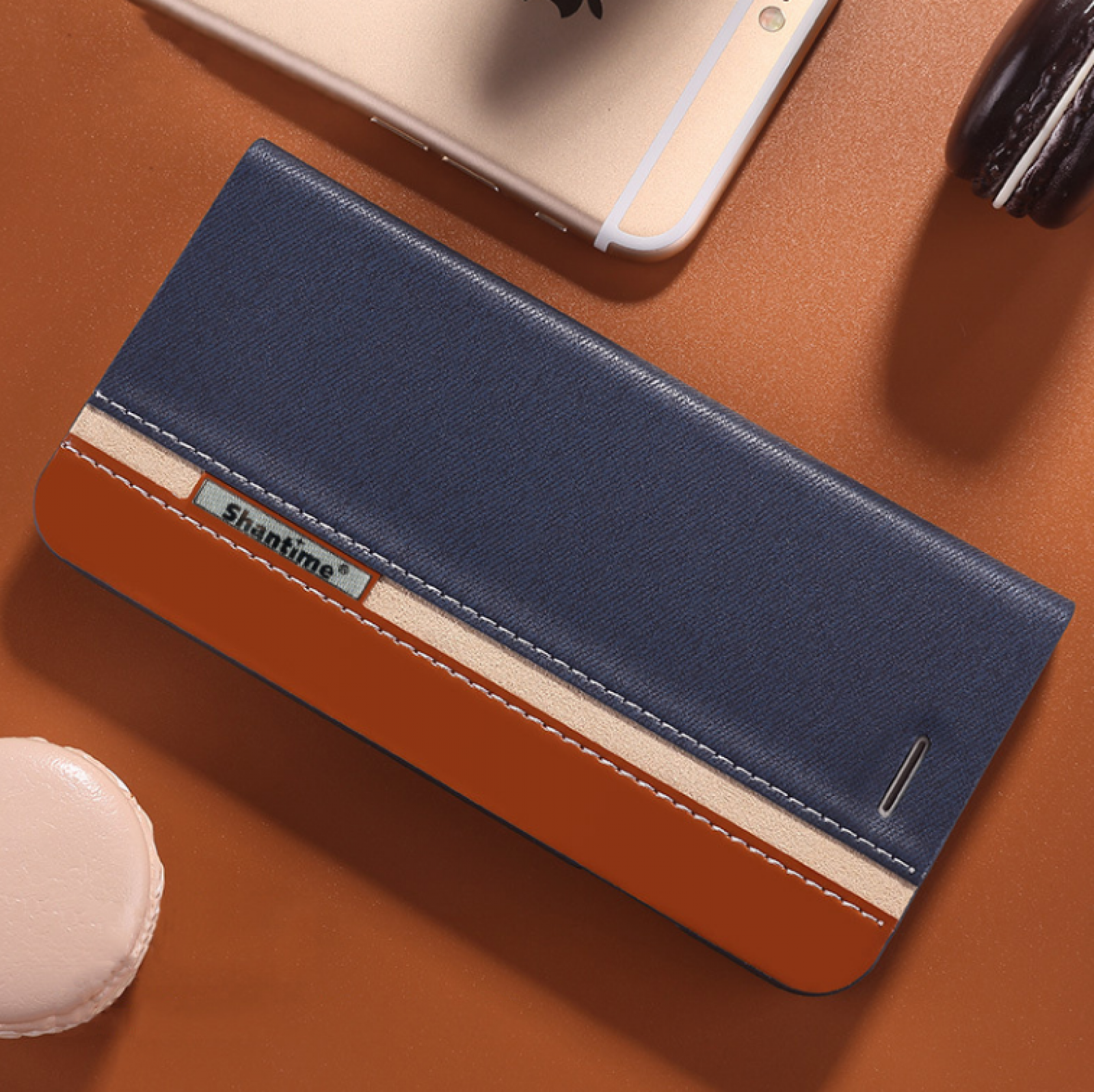 Чехол-книжка MyPads Base rigida для ASUS ZenFone 5 Lite ZC600KL с подставкой и визитницей, сине-коричневый