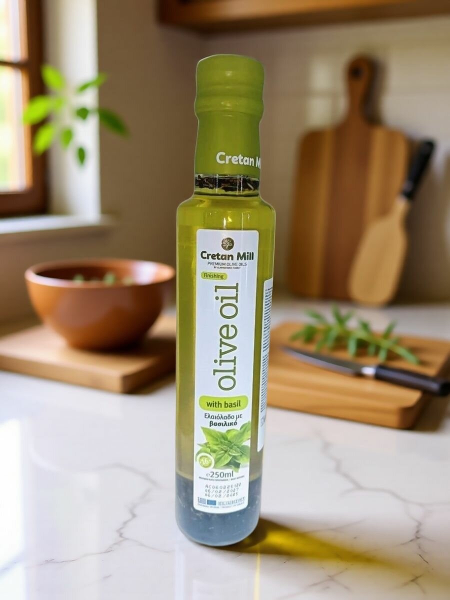 Оливковое масло с базиликом Extra Virgin Cretan 0,25л, Греция