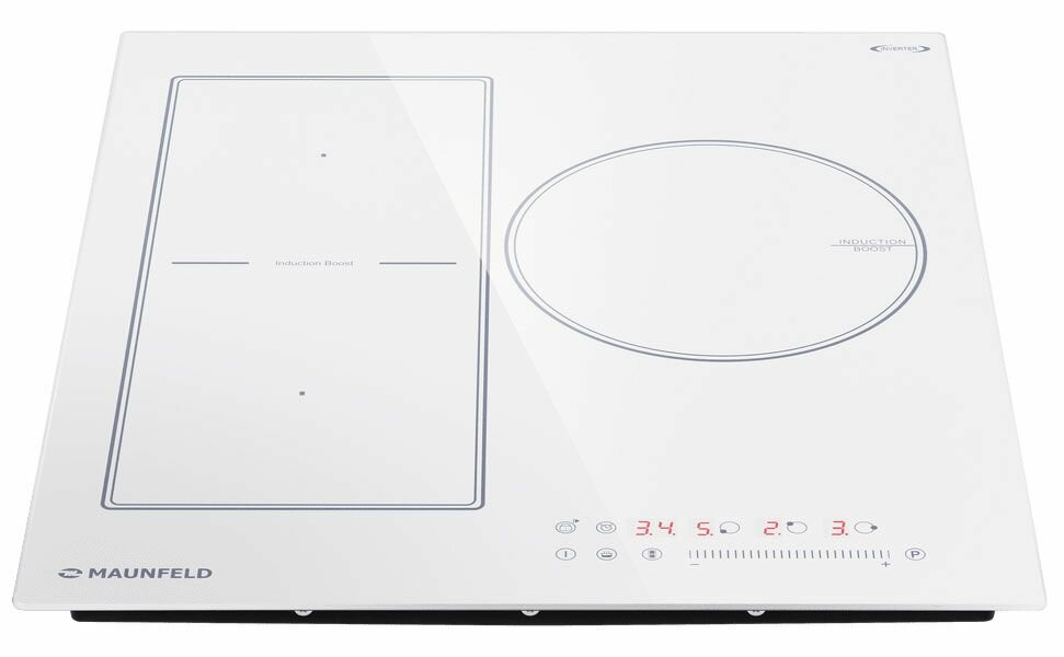 Индукционная варочная панель Maunfeld CVI453SBWH Inverter 45 см, 3 конфорки стеклокерамика, белый