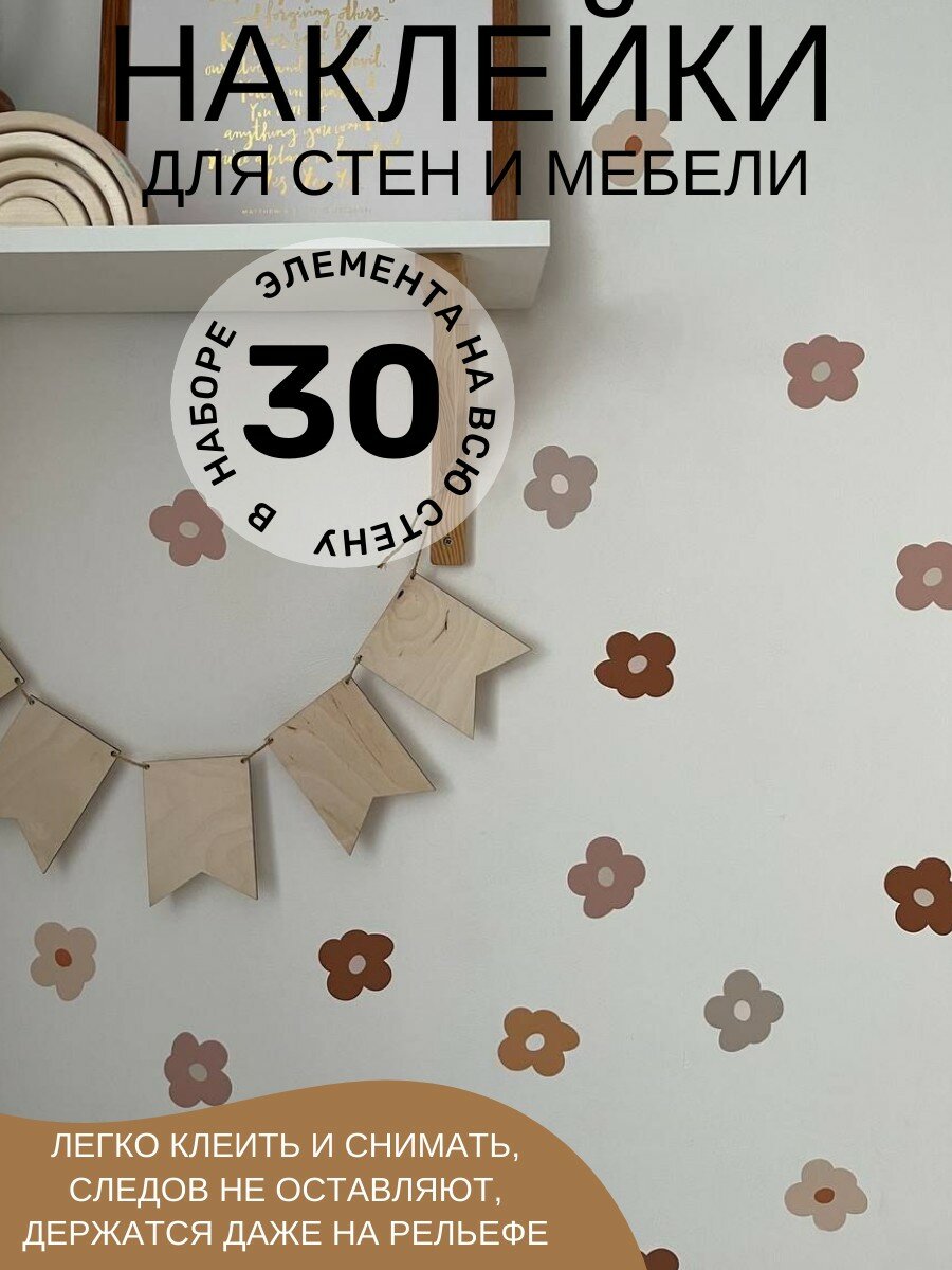 Интерьерные наклейки на стену Bumashka shop для комнаты девочек цветы в нежных пастельных тонах