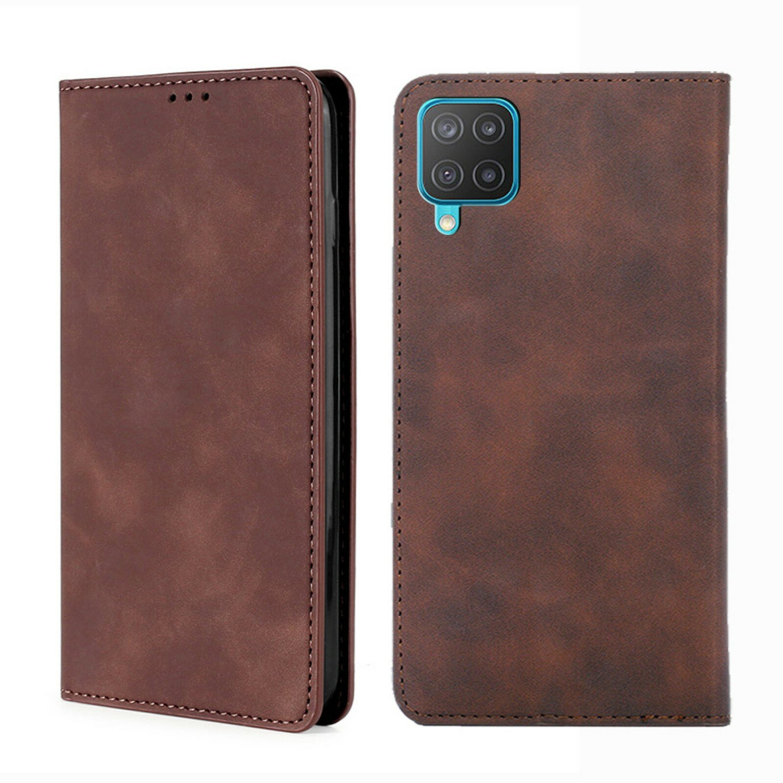 Чехол-книжка MyPads для Samsung Galaxy M12 (SM-M127F) коричневый мягкий материал