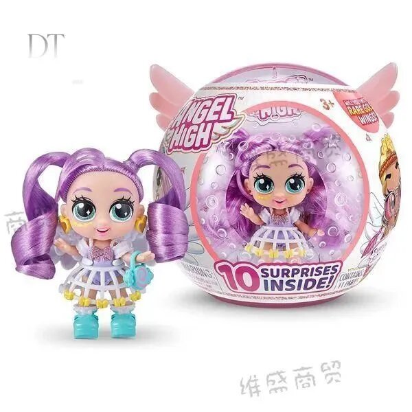 Кукла Angel High +10 аксессуаров Сиреневая кукла 15 см