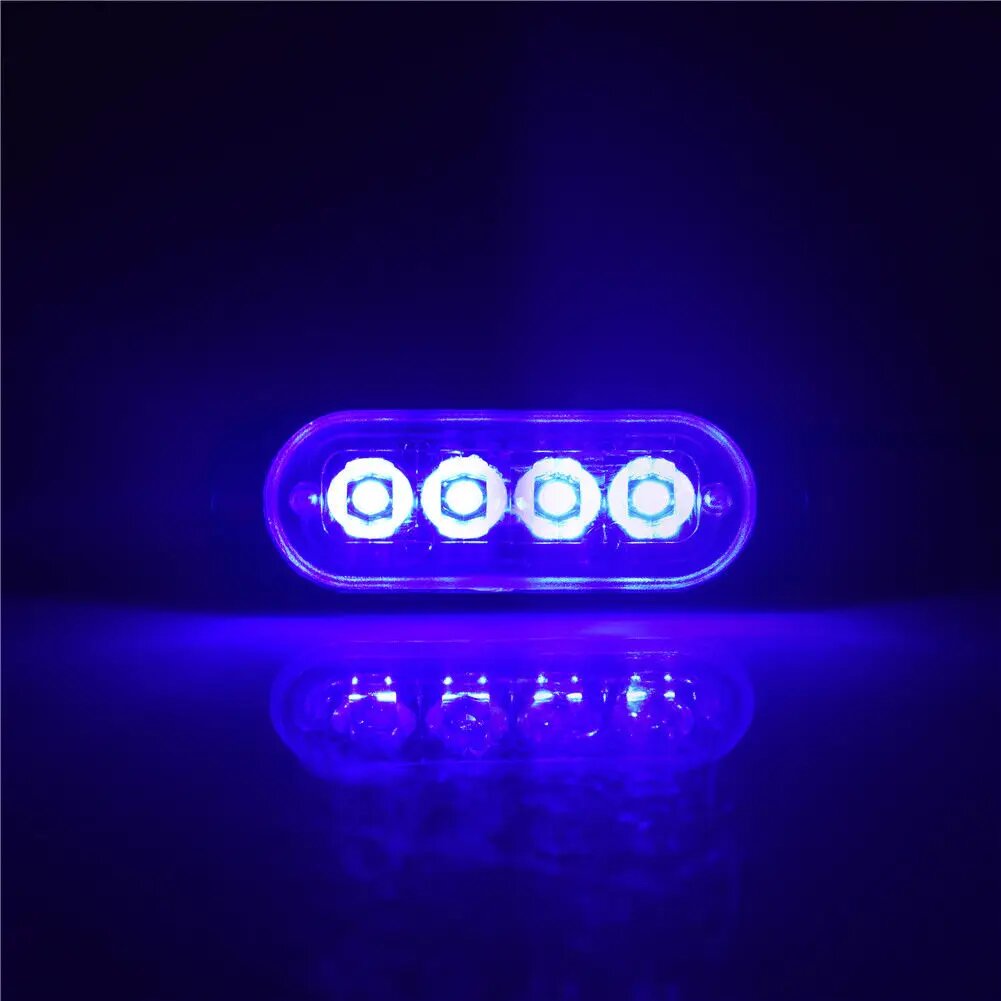 Автомобильный стробоскоп, 4 светодиода, для автомобиля, 12 В, 24 В, лампы аварийного сигнала, Blue