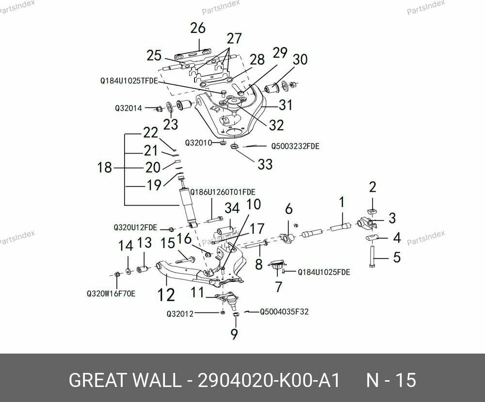 Болт развальный, GREAT WALL 2904020K00A1