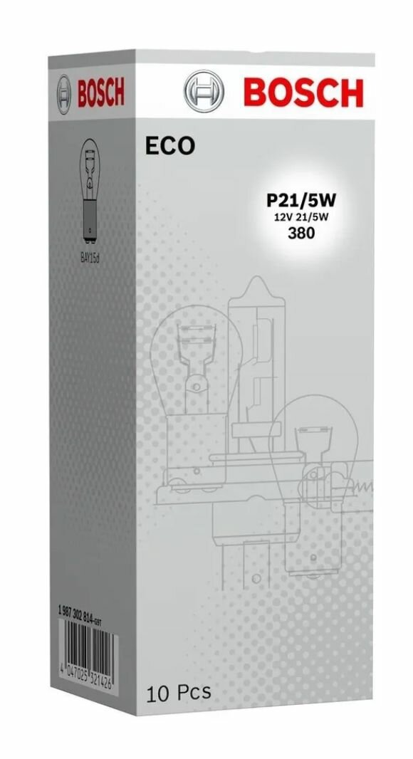 BOSCH Лампа накаливания P21/5W двухконтактная 12В 1987302814