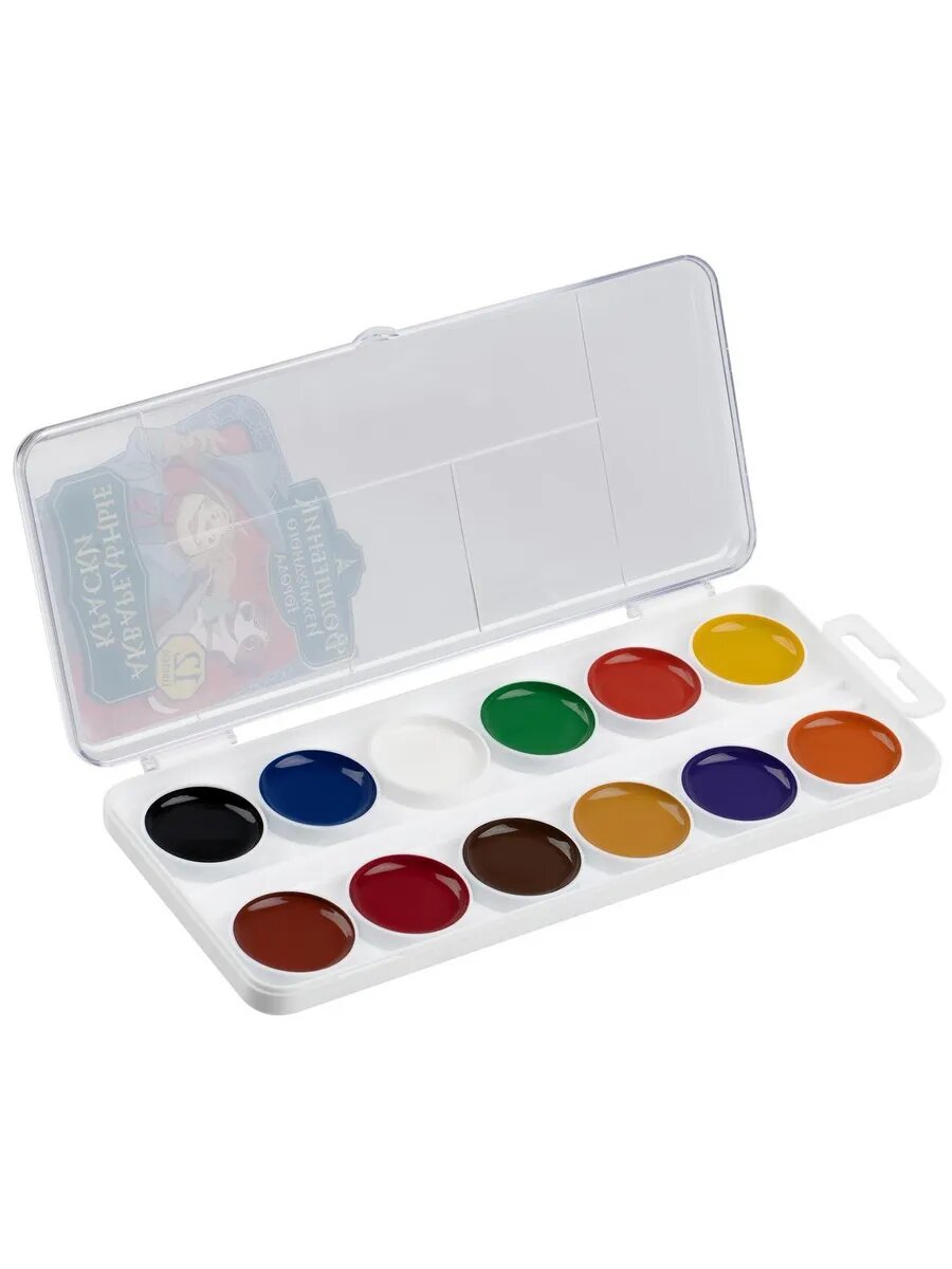 Краски акварельные для рисования 12 цветов