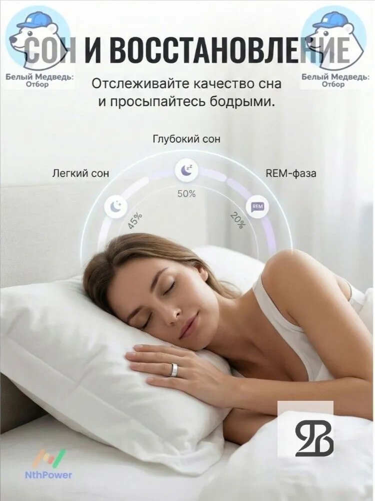 Умное кольцо NthPower NFC-кольцо керамическое светло-розовое для мониторинга активности и сна, размер 10 — фото 1