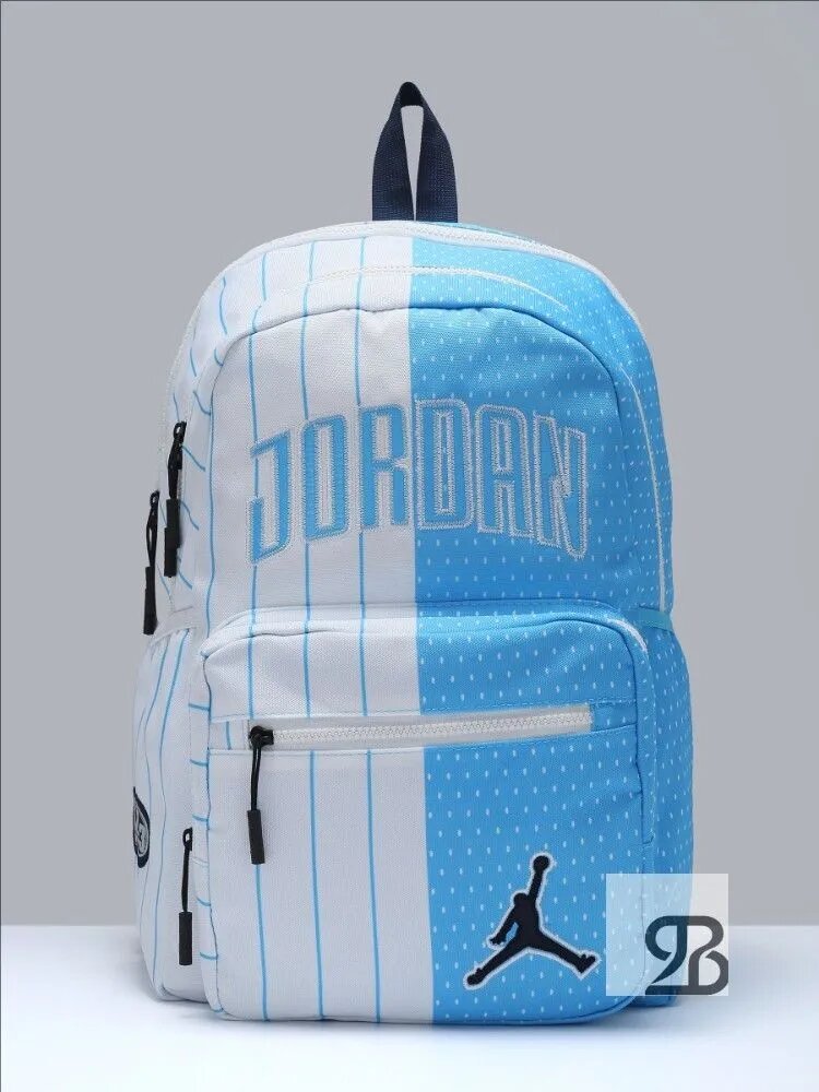 Рюкзак Jordan для школы, для ноутбука, городской, женский и мужской, белый-голубой, полиэстер