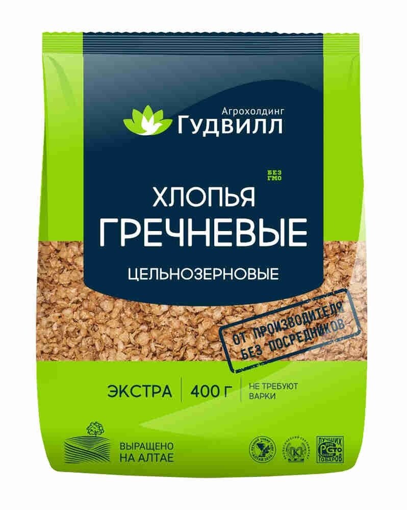 Гудвилл Хлопья Гречневые Экстра 400гр/ 4 шт