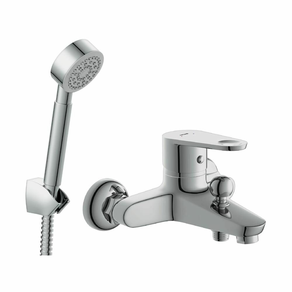 Смеситель для ванны Cersanit в комплекте душевая лейка, шланг и держатель, коллекция CARI (64512)