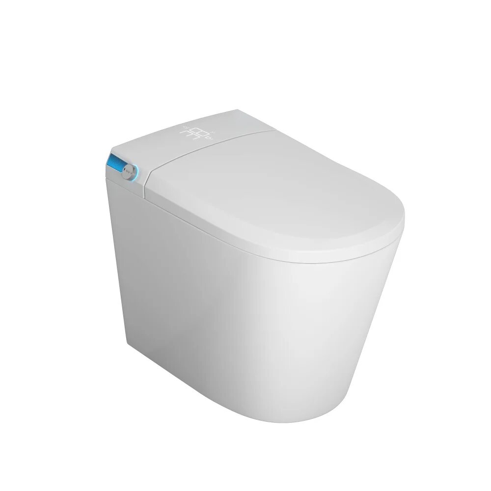 Умный унитаз напольный Grossman Смарт GR-PR-5702 с микролифтом, безободковый, антивсплеск, фаянсовый, с биде, белый, глянцевый, овальный, сиденье для унитаза в комплекте