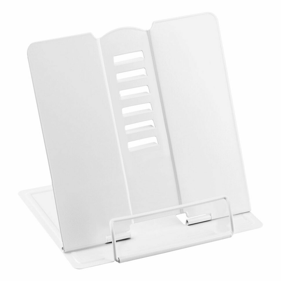 Подставка для книг СТАММ, металлическая, мини-формат, регулируемый угол наклона, белая, 383603