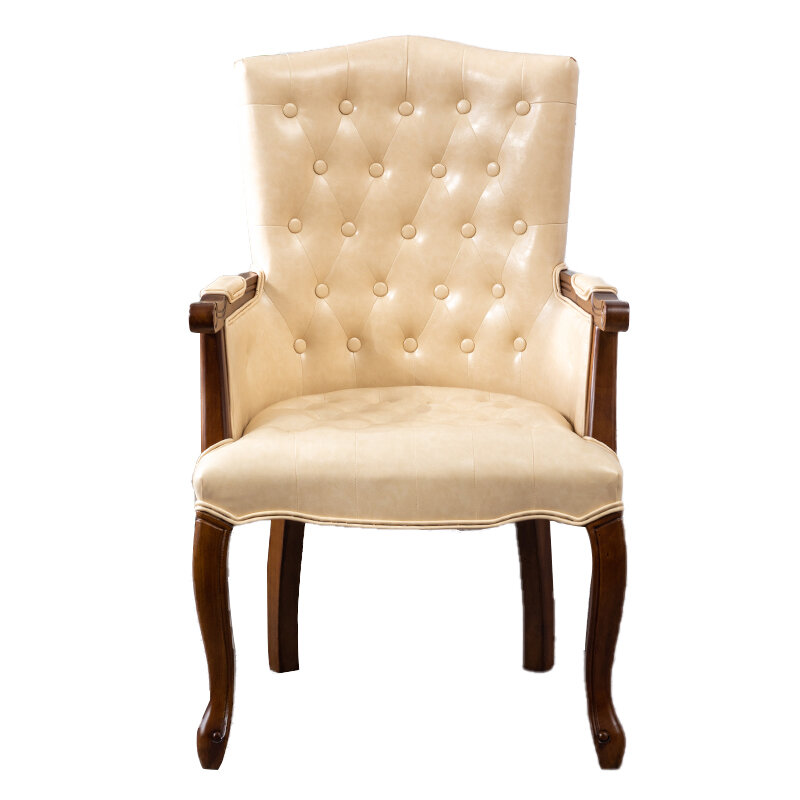 Кожаное кресло в стиле ретро с деревянными ножками, подходящее для гостиной и столовой