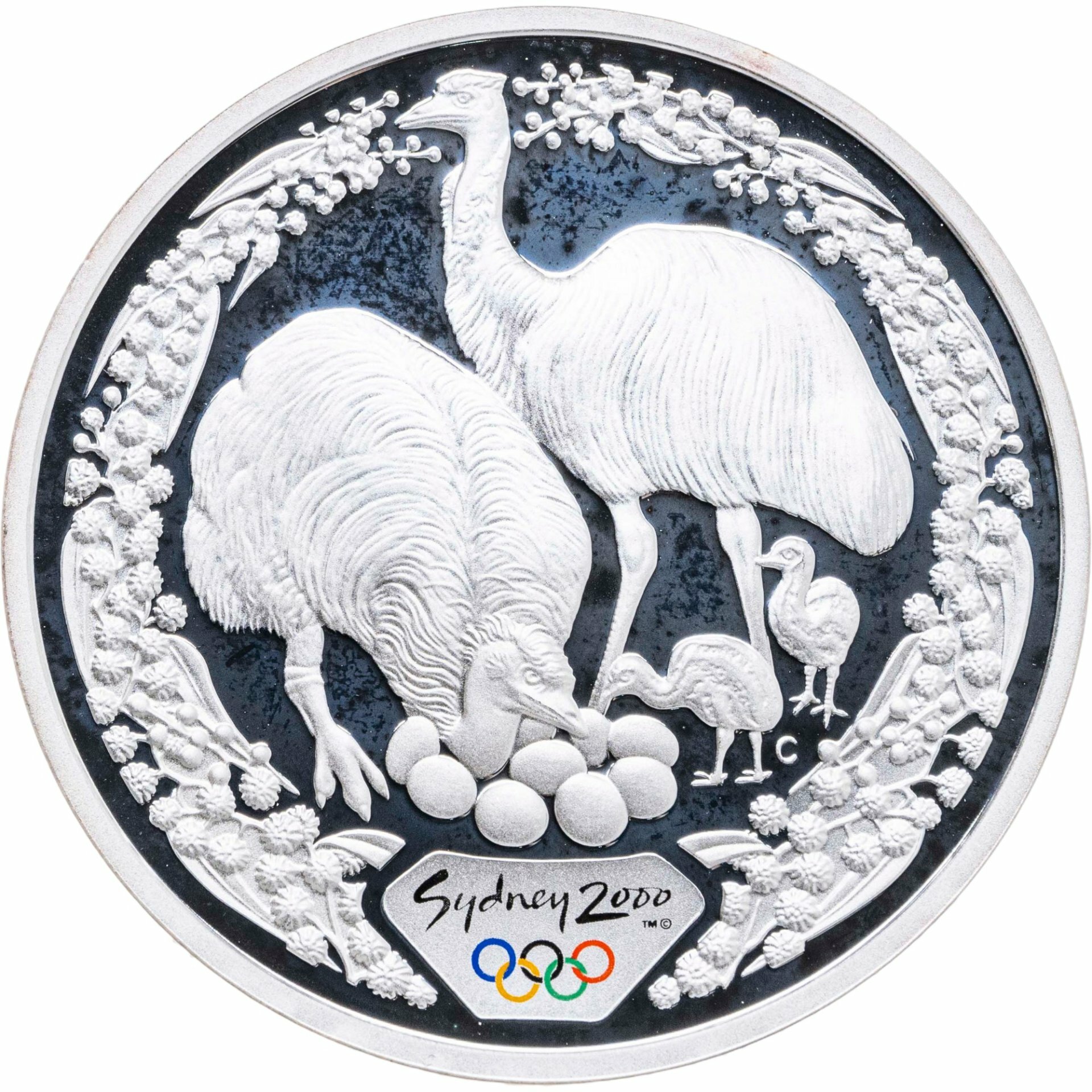 Австралия 5 долларов 2000 "Олимпийские игры в Сиднее Страус эму", Серебро 999, в сохранности Proof