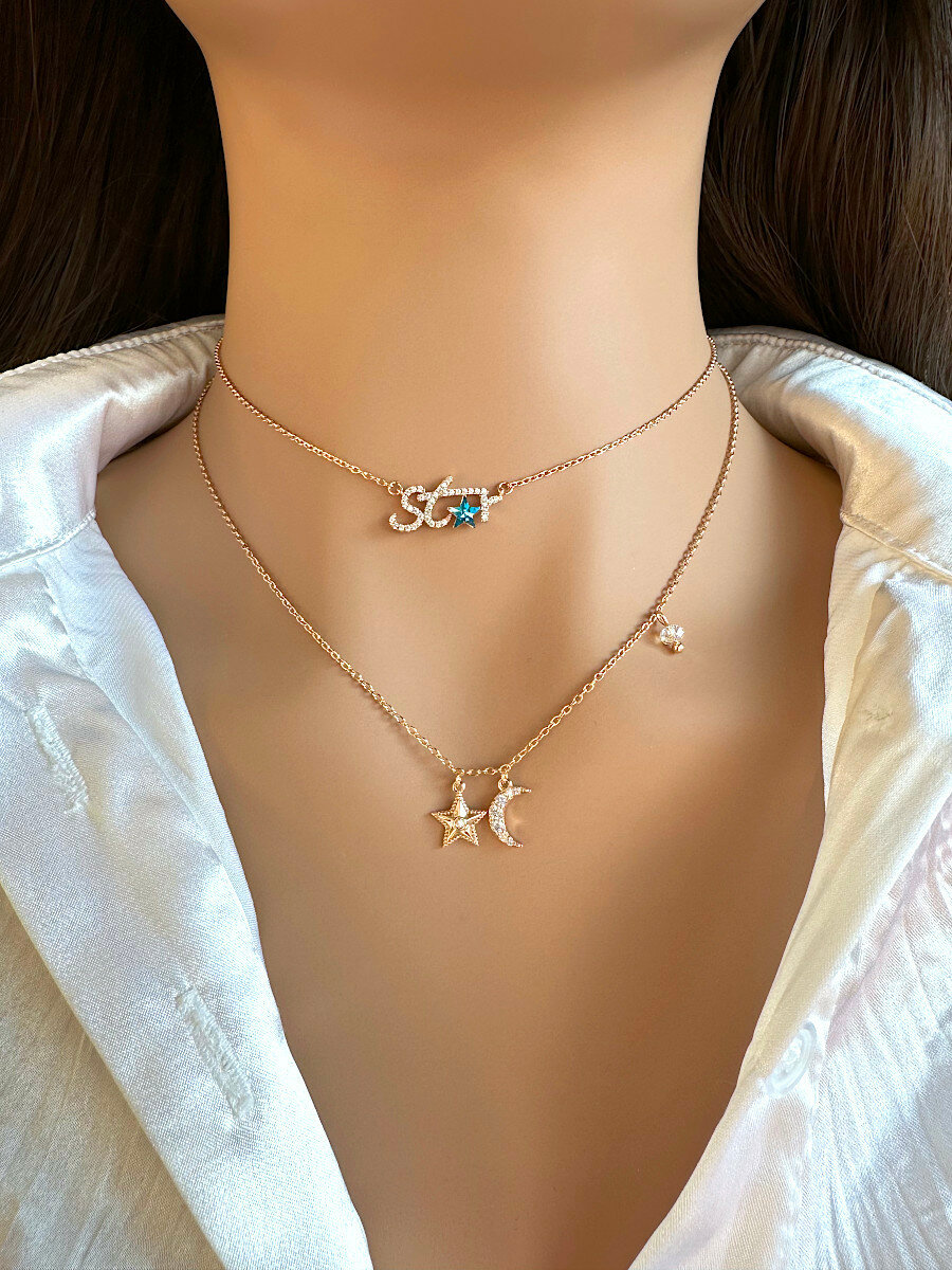 Колье, кристаллы Swarovski, циркон