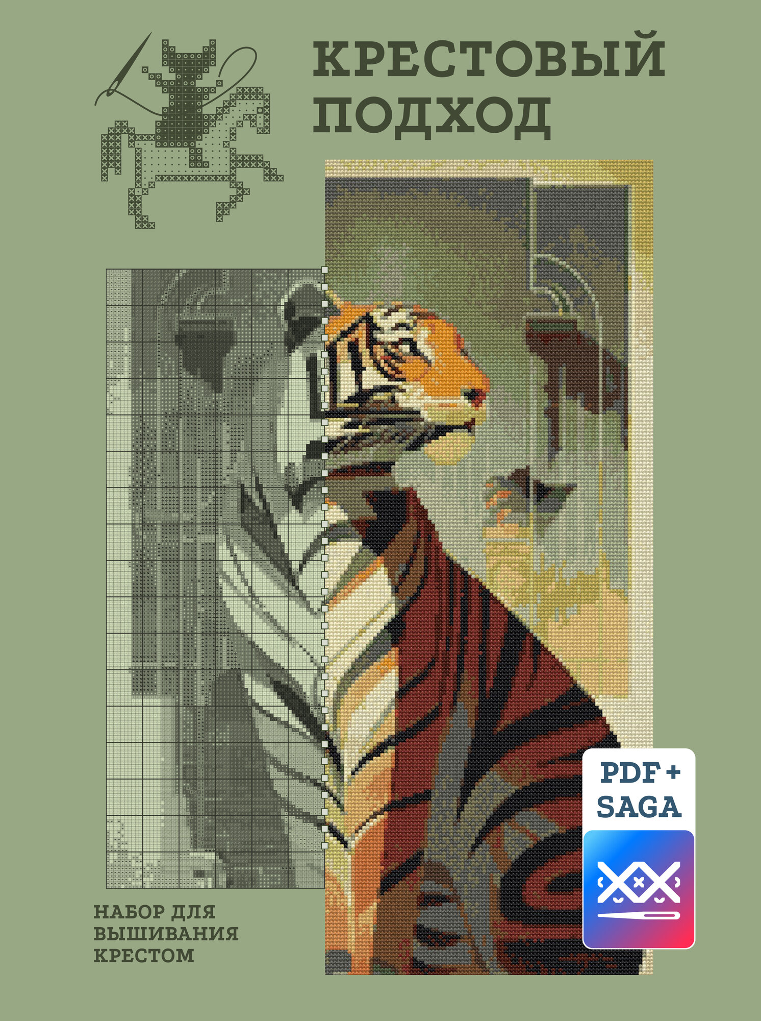 Набор для вышивания крестом "Величие тигра: Гармония силы"