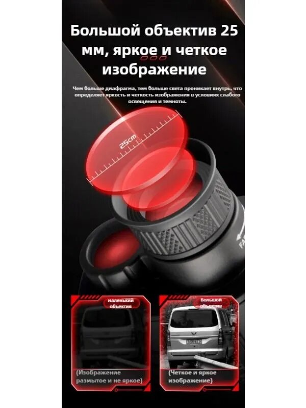 Монокулярный телескоп ночного видения с инфракрасной подсветкой 8x25 и цифровым зумом 25 мм — фото 1