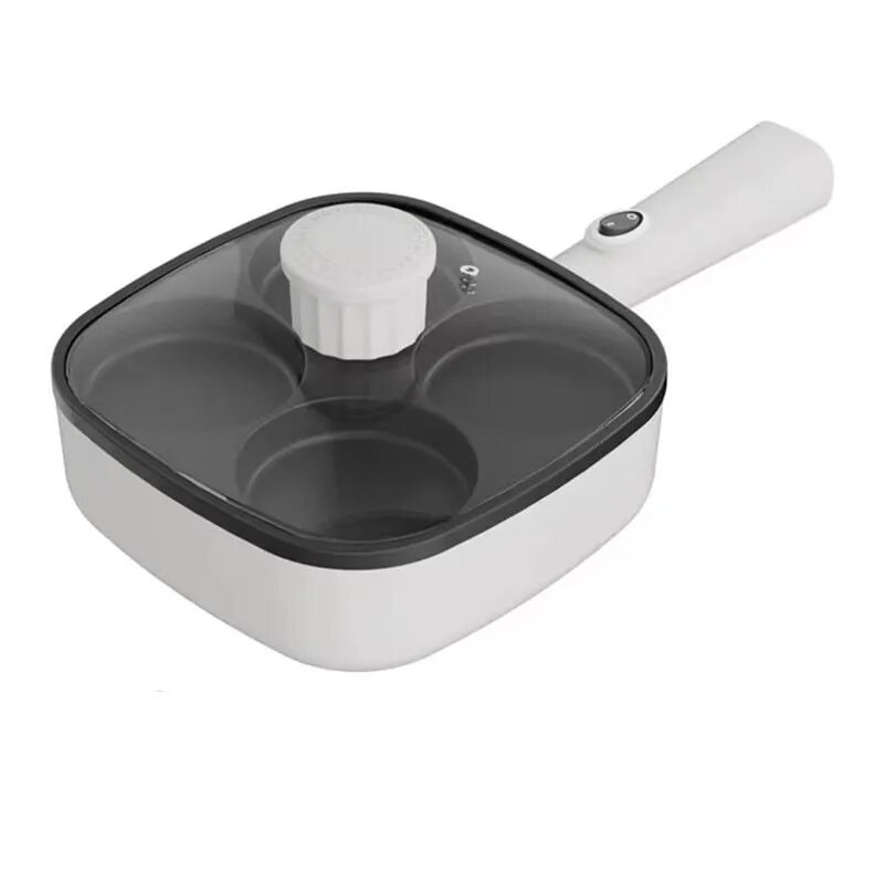 Электросковорода квадратная с крышкой многофункциональная для приготовления оладий, яичницы, завтрака с ячейками