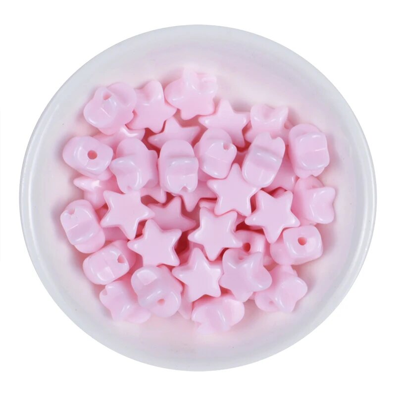 Прозрачные акриловые бусины в форме звезды Розовый, Solid Pink