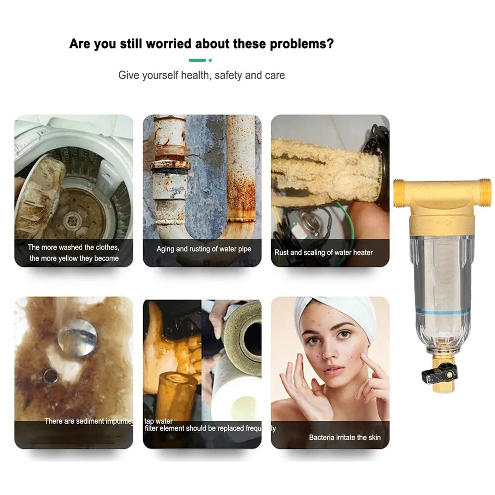 Предварительный фильтр для воды из меди с прозрачным корпусом, резьба 1/2