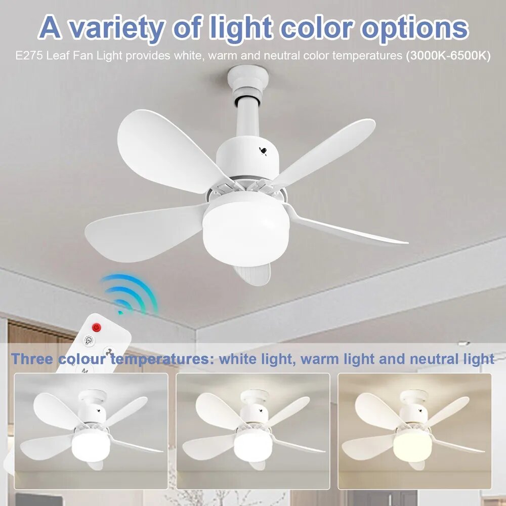 Потолочный вентилятор Вентилятор-светильник белый, с пультом, для спальни