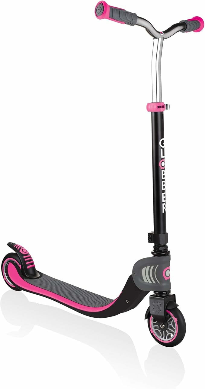 Детский самокат Globber - Flow 125, складной, двухколесный, чёрно-розовый, от 6 лет - 473-114