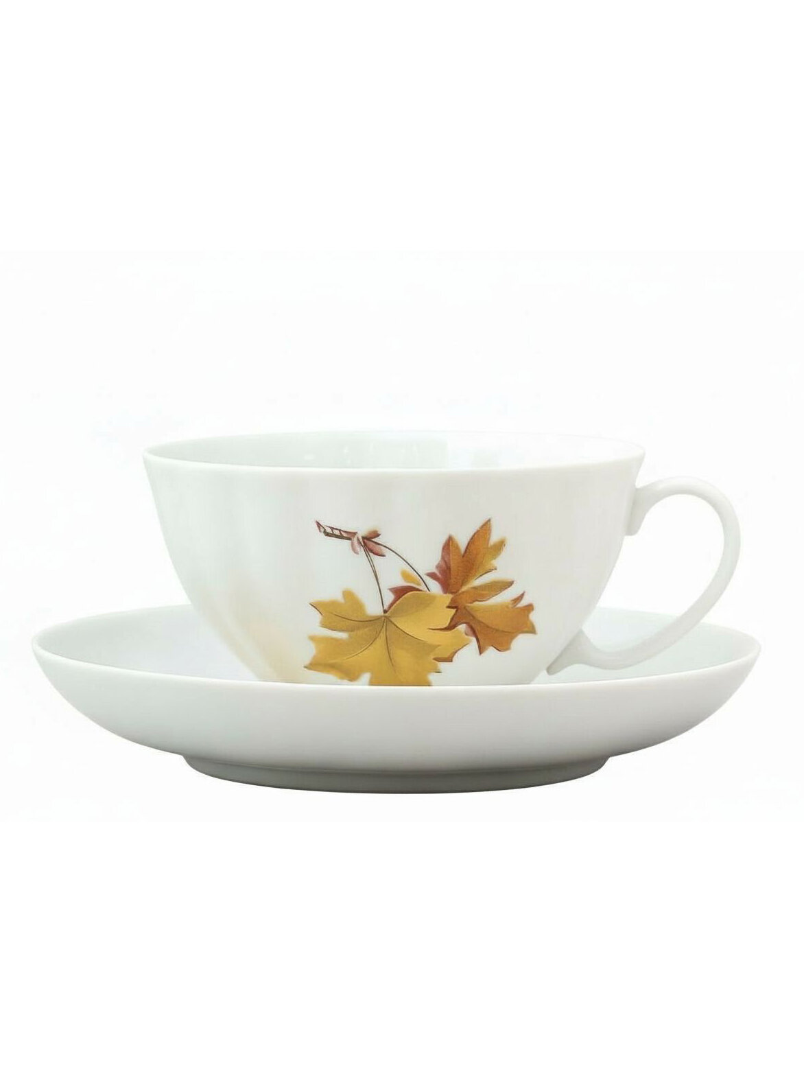 Пара чайная фарфоровая 275 мл. Дулево ф. Белый лебедь "Клен"