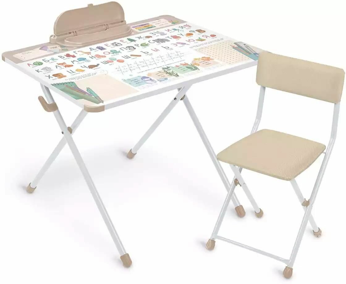 Комплект детской мебели Nika Познайка NK75/П, стол-парта высота 580, 625 мм, пенал+стул мягкий)