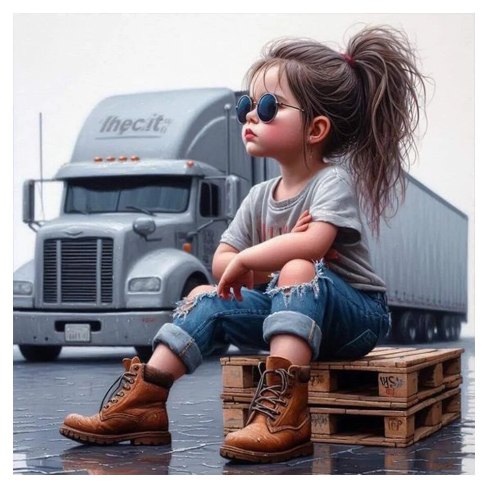 5D алмазная живопись Cool Girl 20x20cm, цвет MX1541