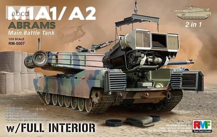 Сборная модель Rye Field RFM 5007A 1/35 us mbt m1a1/a2 abrams w/Общая внутренняя структура Модель танка для сборки