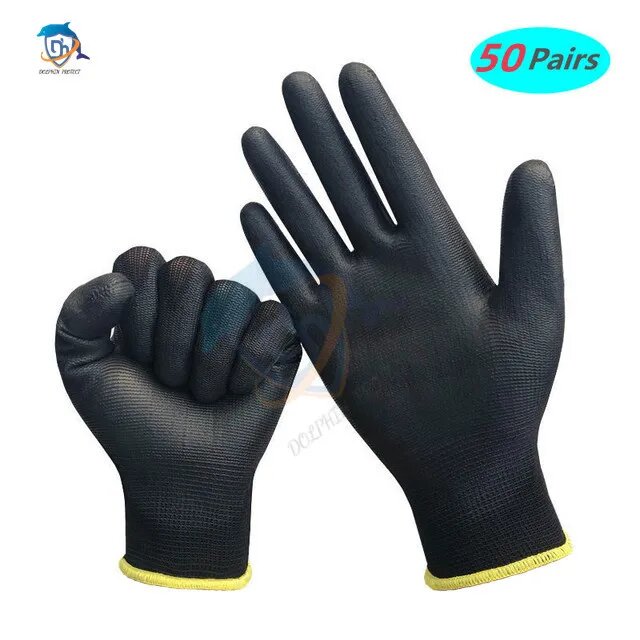 Черные рабочие перчатки Dolphin Protect L (50 пар)