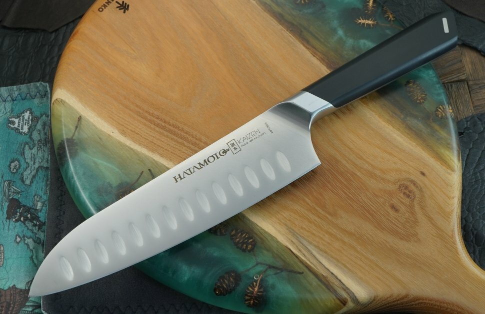 Кухонный шеф нож Hatamoto Kaizen Сантоку 180 мм, сталь AUS-8