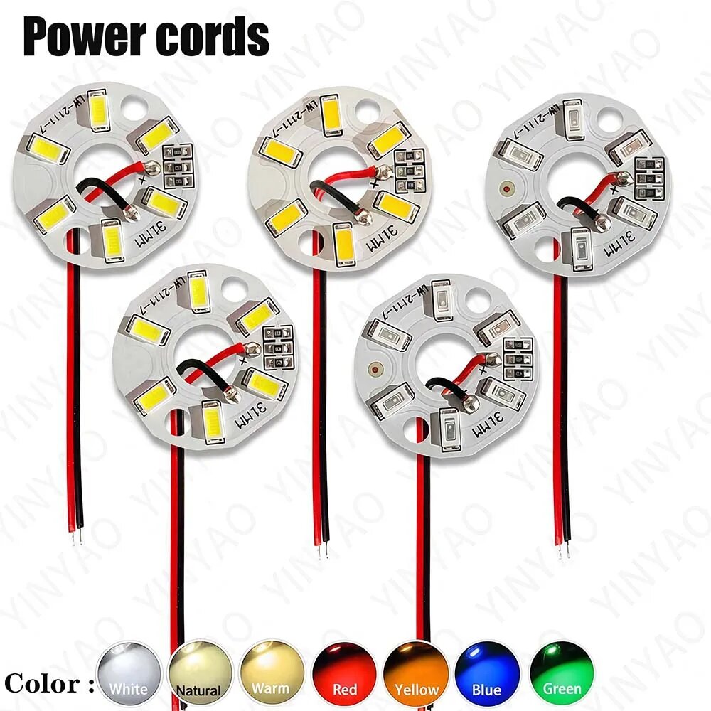Светодиодная плата SMD5730 круглая лампа 5В 3Вт Power cords, White