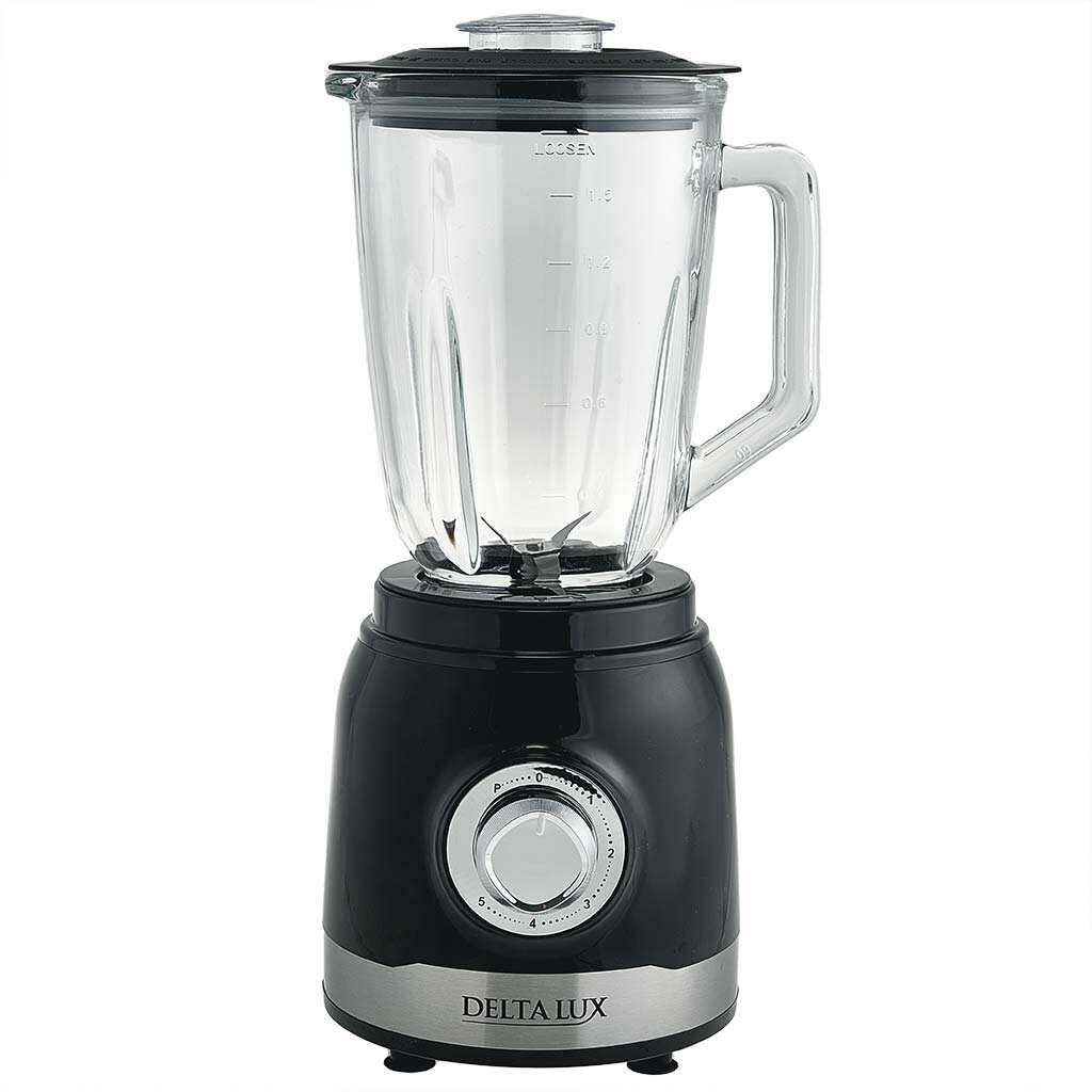 Блендер стационарный 1300 Вт, 1.5 л стеклянная чаша Delta Lux DE-7301, черный